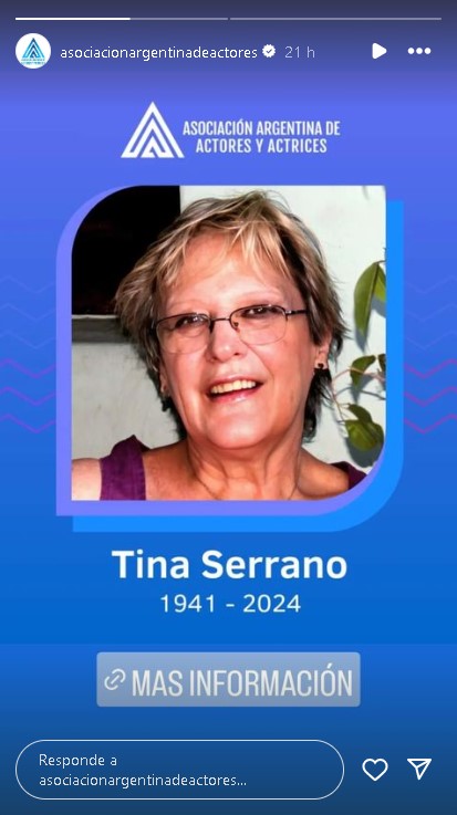 ¿Quién falleció en Telefe?, ¿qué le sucedió a Tina Serrano?