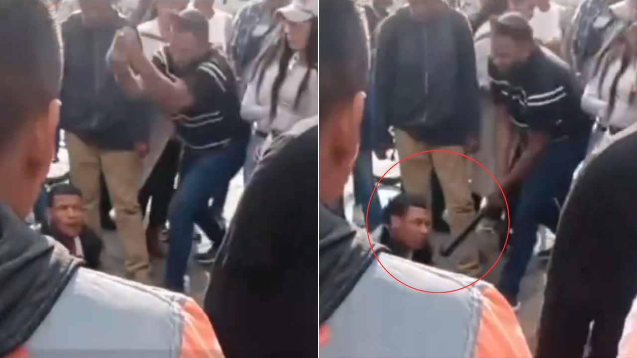 Captan momento en que hombre le da un batazo en la cabeza a ladrón