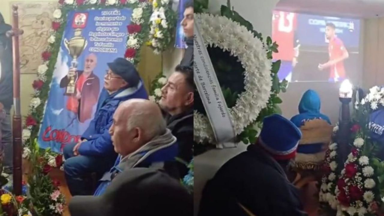 Aficionados ven partido de la Copa América en pleno funeral