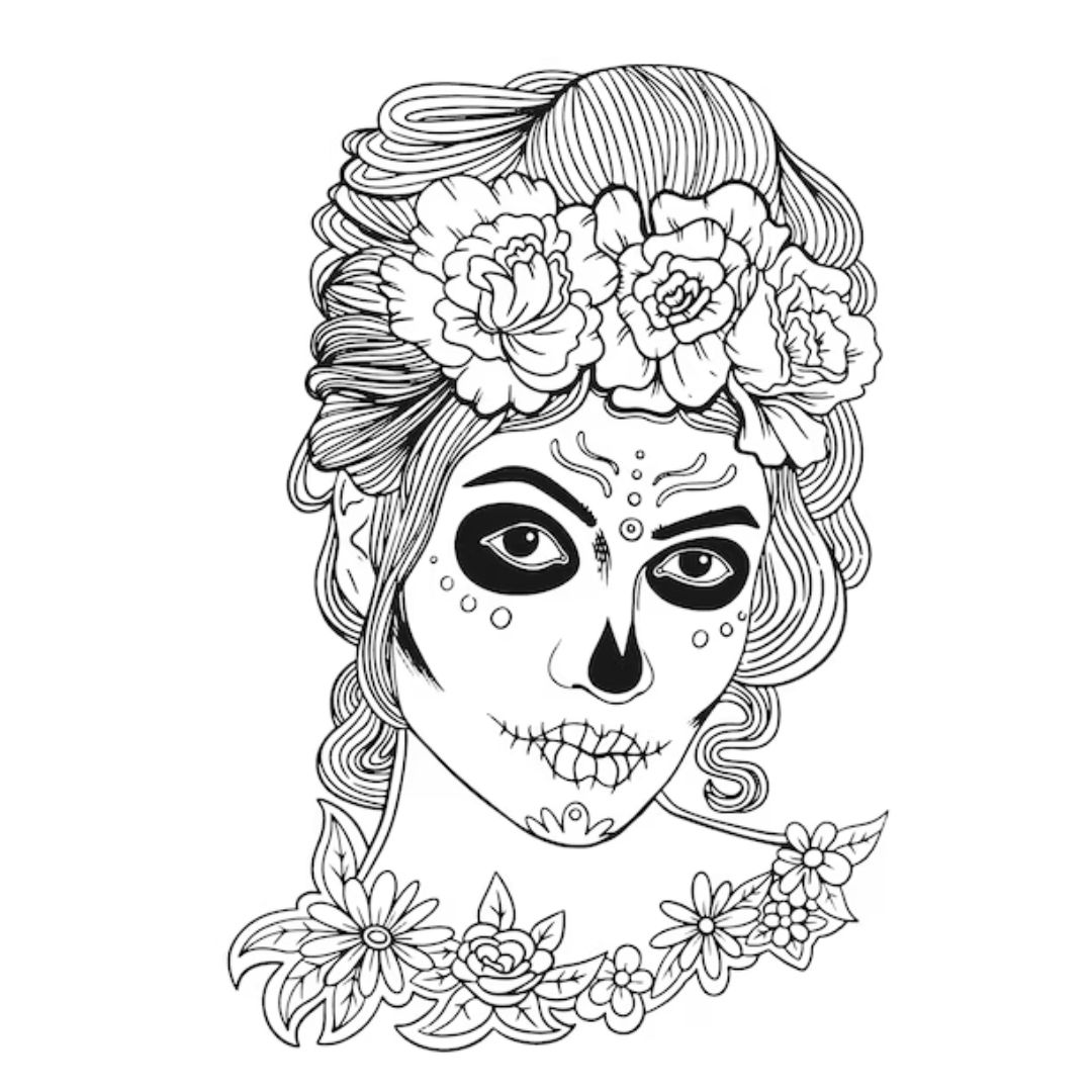 Dibujos de catrinas a color y en blanco y negro para imprimir en alta calidad y PDF