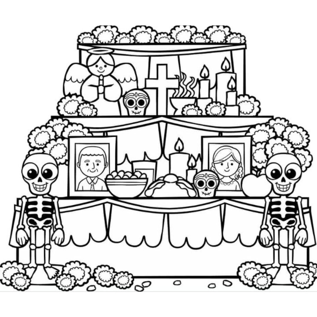 Ofrendas de Día de Muertos dibujos en alta calidad para imprimir o subir de estado