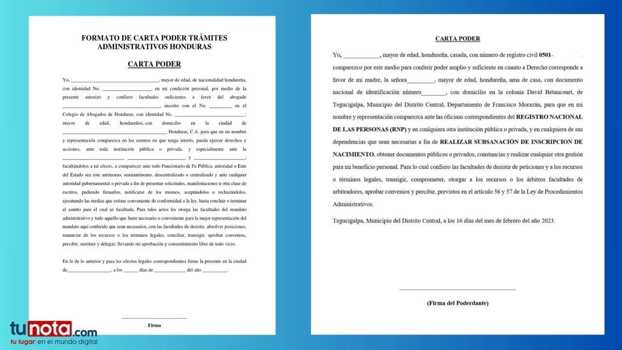 ¿Cómo se llena una carta poder en Honduras? Proceso paso a paso