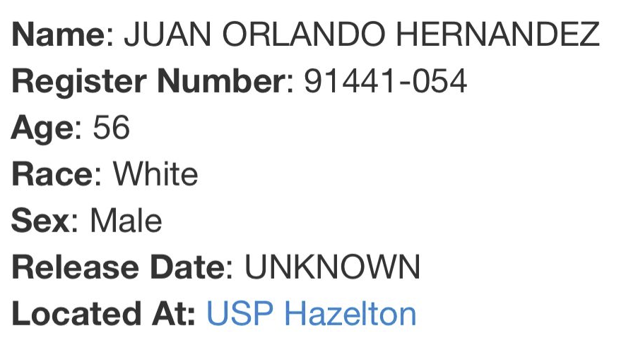 JOH es trasladado a la USP Hazelton, una prisión de alta seguridad en ...