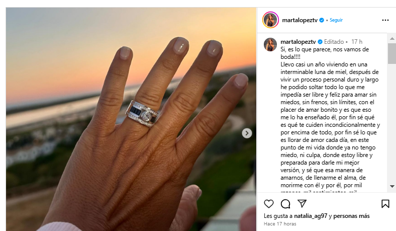 ¿Cuántos años tiene Marta López y quién es Alejandro Huerta, su prometido?