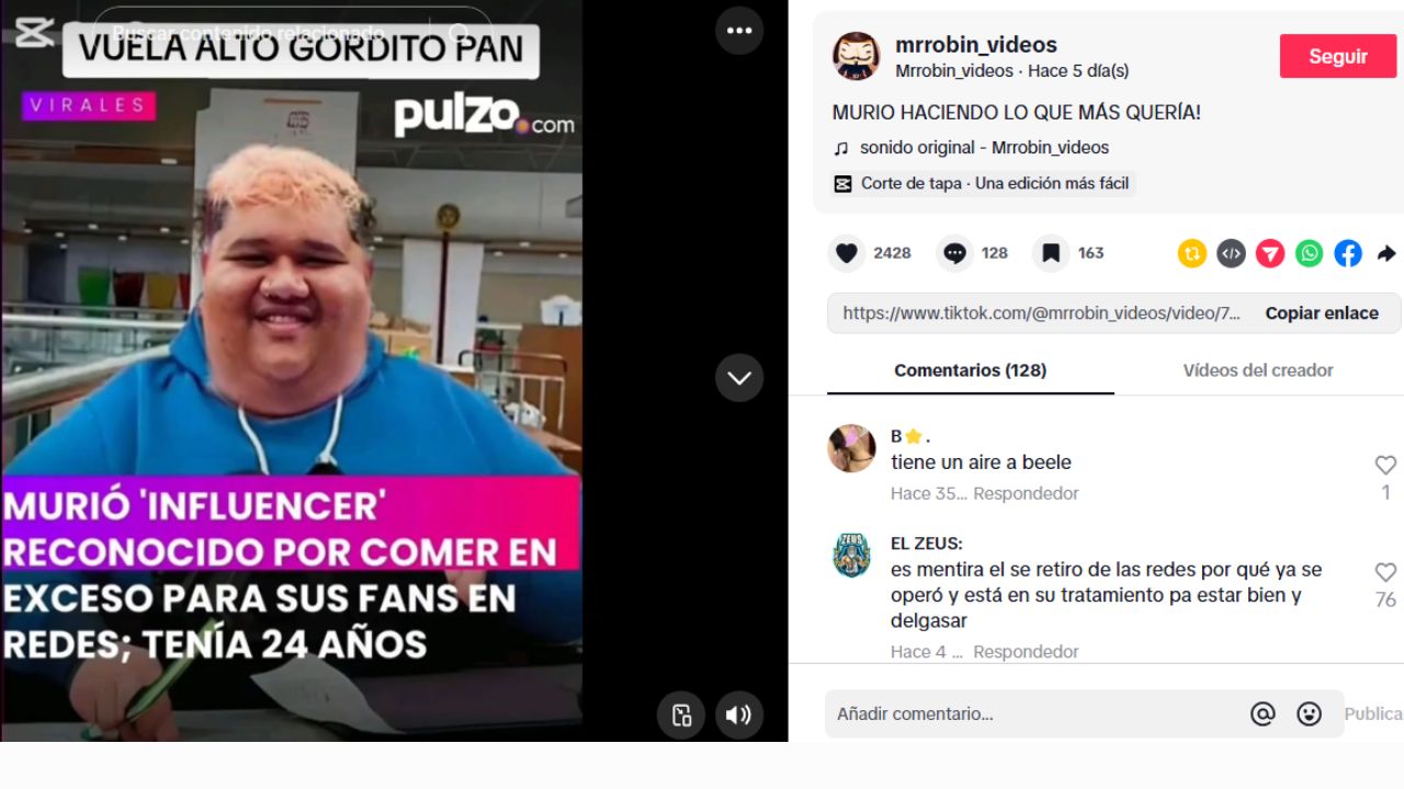 ¿Murió influencer Gordo?, ¿falleció Gordito Pan el tiktoker colombiano?