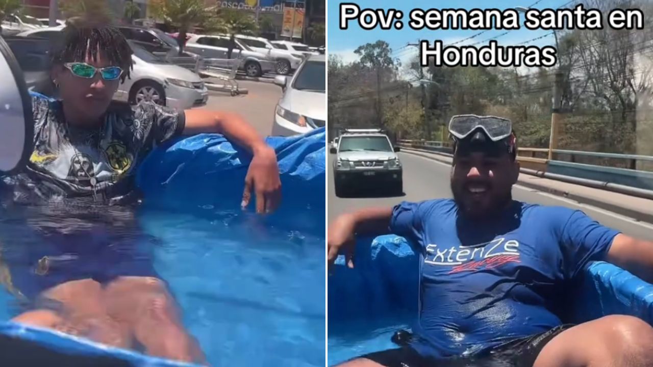 VIDEO: Hondureños convierten la paila de su carro en piscina ambulante