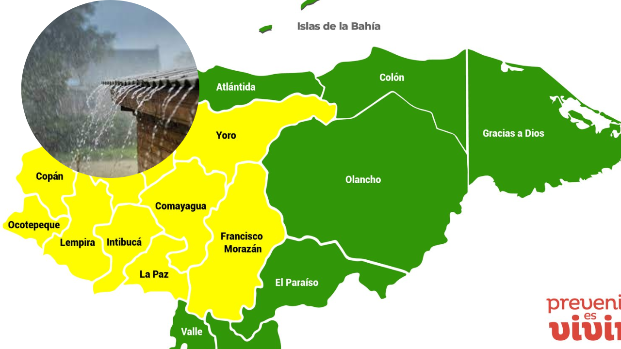 Extienden alerta amarilla para 10 departamentos y alerta verde para el resto de Honduras por lluvias