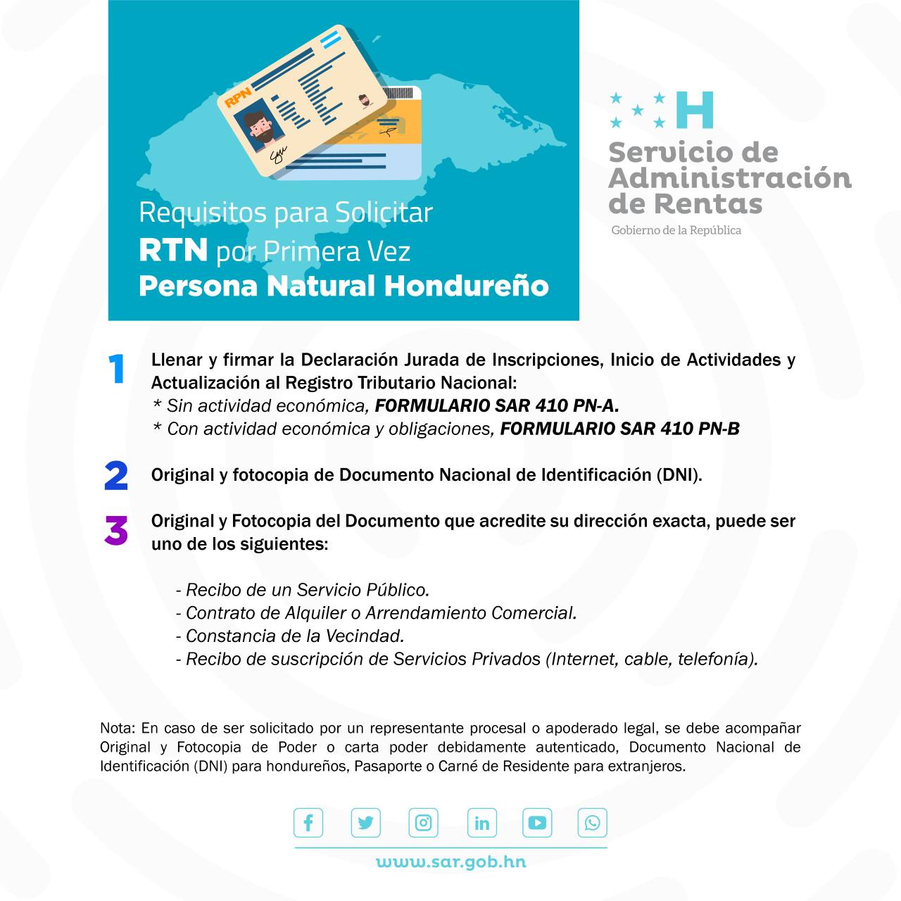 Requisitos para tramitar el RTN en Honduras por primera vez y reposición