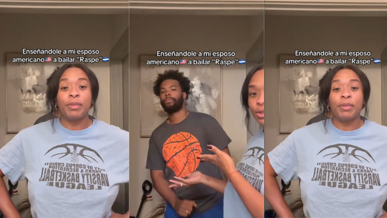 Hondureña enseña a bailar raspe a su esposo estadounidense
