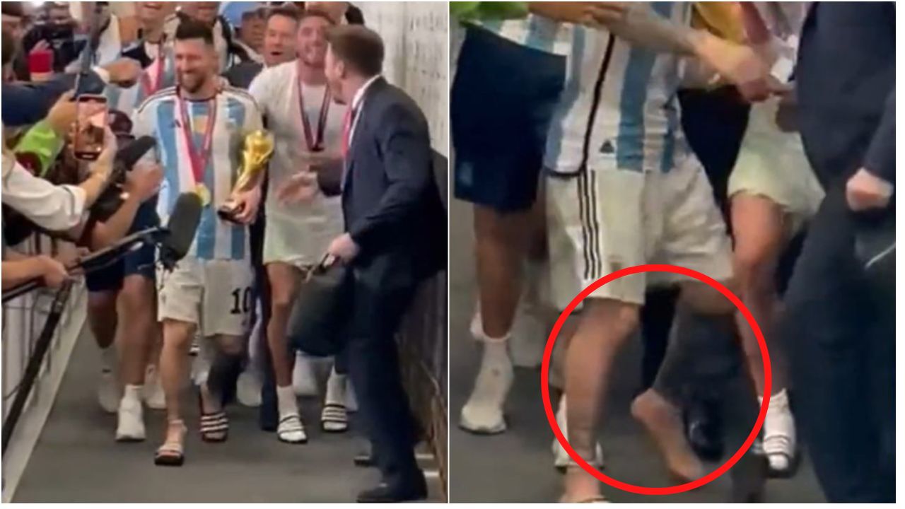 Lionel Messi se queda sin chancleta en plena celebración llena de ...