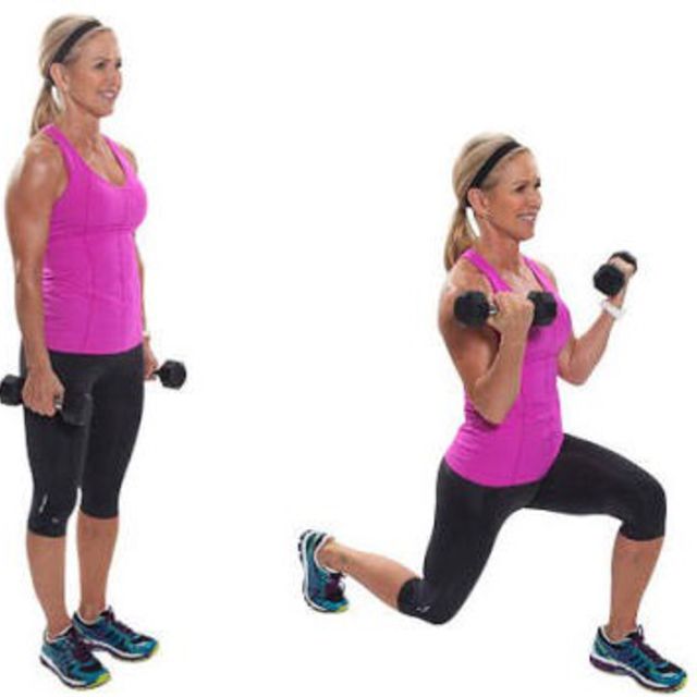 Back Lunge With Bicep Curls by Christa C. - Exercise How-to - Skimble
