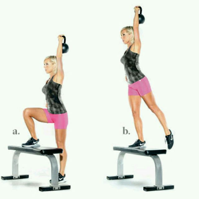 Left Side Kettlebell Stepups - Exercise How-to - Workout Trainer by Skimble