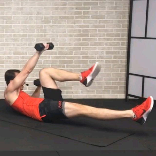 DB Alt Reach Crunch+Knee by Dennis Richardson - Exercise How-to - Skimble