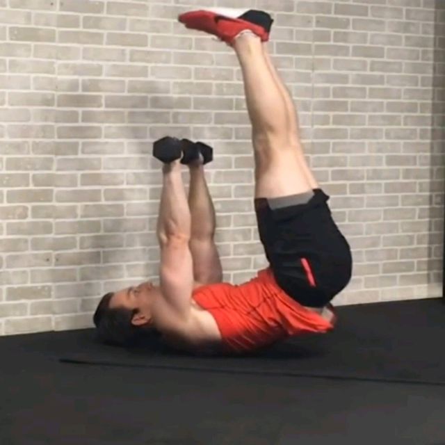 DB Reverse Crunch + Toe Touch - Exercise How-to - Workout Trainer by ...