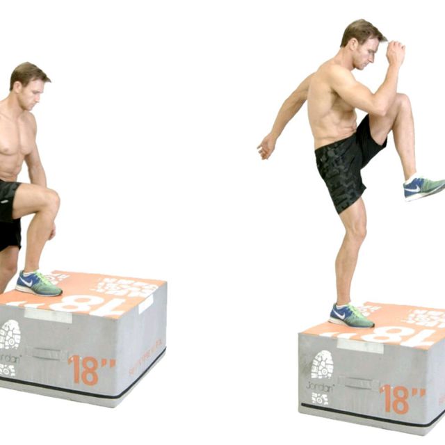 Step Up Lift Knees by Christian N. - Exercise How-to - Skimble