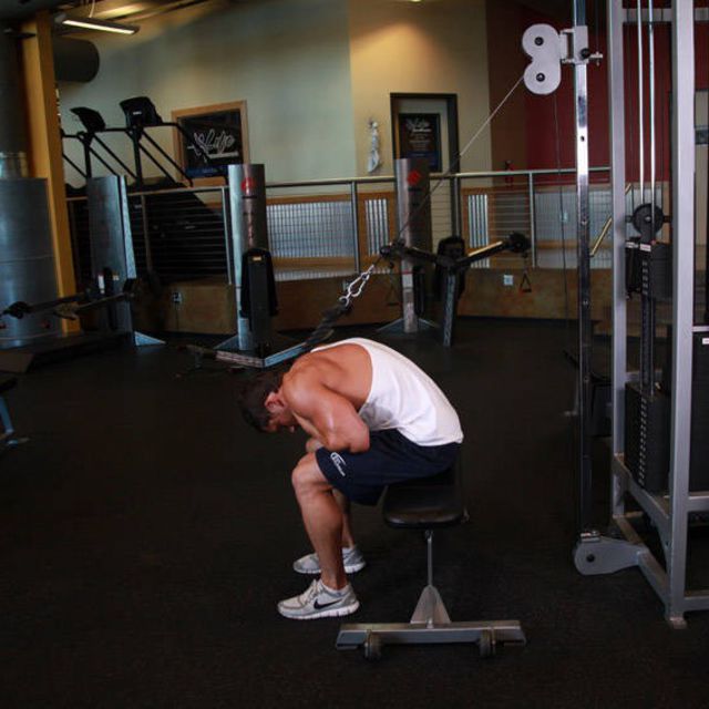 Cable Seated Crunch - Exercise How-to - Workout Trainer by Skimble