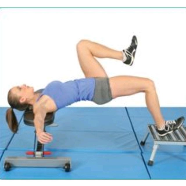 Bodyweight single-leg hip thrust (shoulders and foot elevated) by ...