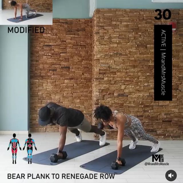 Bear Plank To Renegade Row - Exercise How-to - Workout Trainer by Skimble