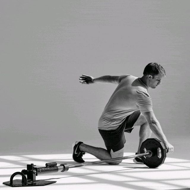 Rotating Landmine Lunges by E M - Exercise How-to - Skimble