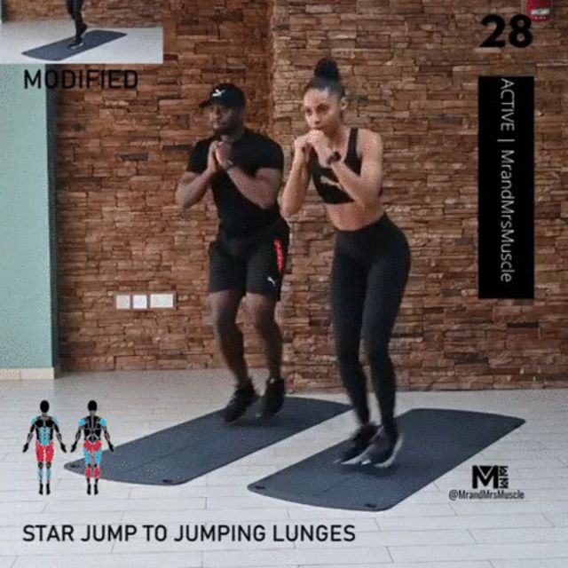 Star Jump To Jumping Lunges - Exercise How-to - Workout Trainer by Skimble