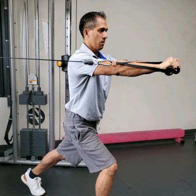 Cable Standing Split Stance Chest Press by Juan Paolo Galvez - Exercise ...