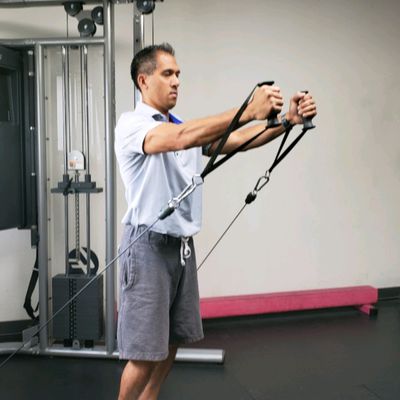 Cable Standing Split Stance Chest Press by Juan Paolo Galvez - Exercise ...