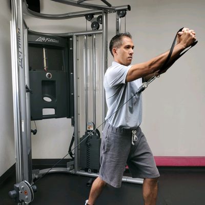 Cable Standing Split Stance Chest Press by Juan Paolo Galvez - Exercise ...