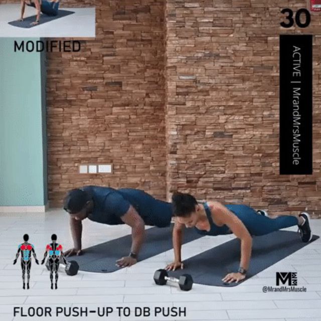 Floor Push Up to DB Push - Exercise How-to - Skimble