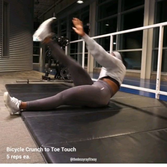 Bicycle Crunch/Toe Touch by Shanesse Peek - Exercise How-to - Skimble