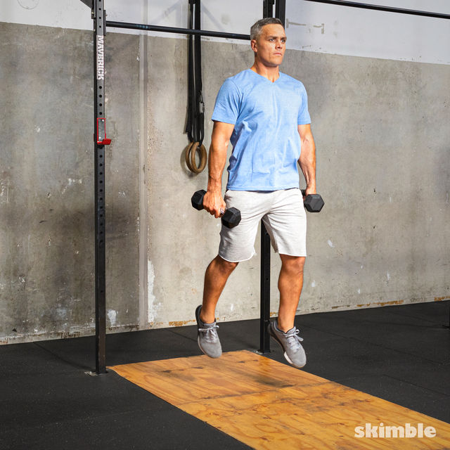 Dumbbell Split Jumps - Exercise How-to - Skimble Workout Trainer