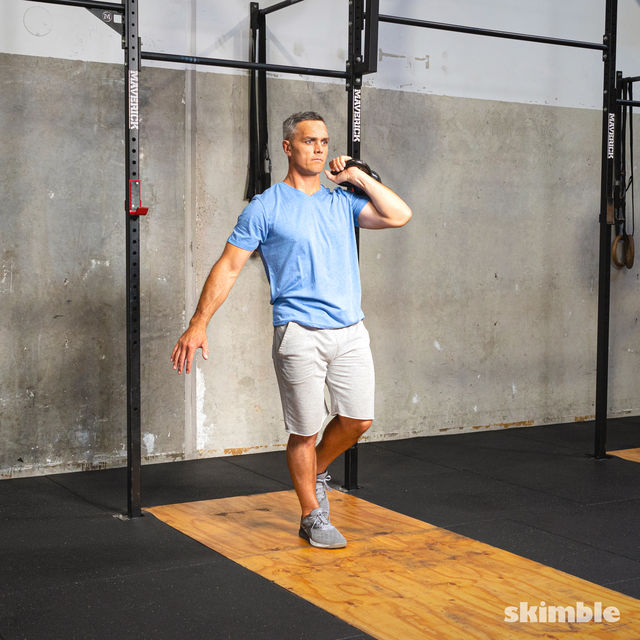 Kettlebell Offset Press on Right Foot - Ejercicio Cómo hacerlo - Skimble