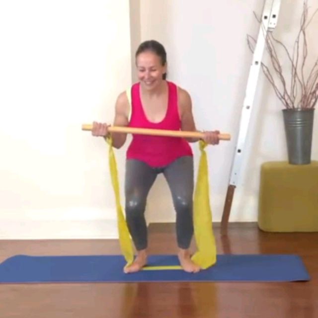 Side Squats with stick by Tanya P - Exercise How-to - Skimble