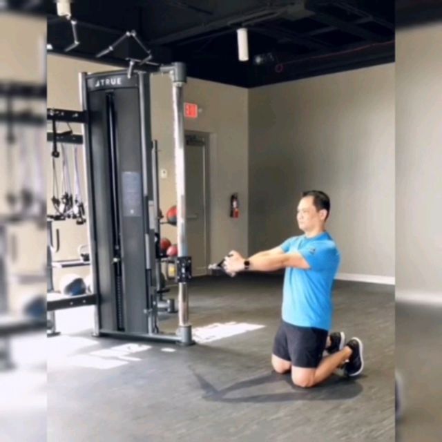 Kneeling core press (right) by Tanya P - Exercise How-to - Skimble