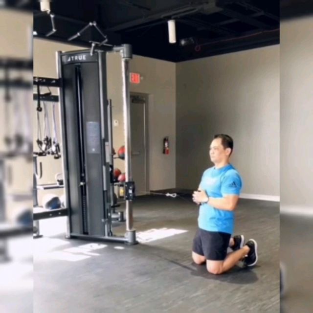 Kneeling core press (right) by Tanya P - Exercise How-to - Skimble