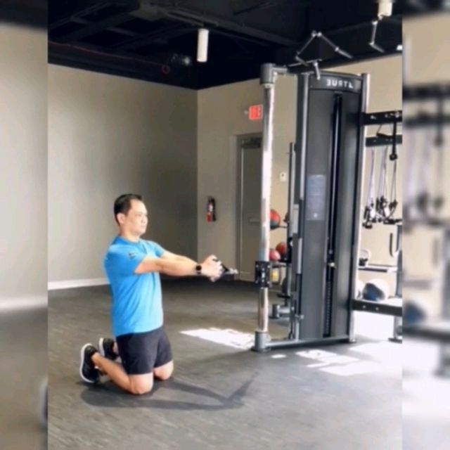 Kneeling core press (left) by Tanya P - Exercise How-to - Skimble