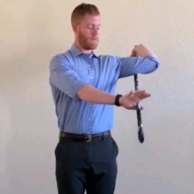 A Standing Dowel ER Stretch - 90 Abd (left) by Tanya P. - Exercise How ...