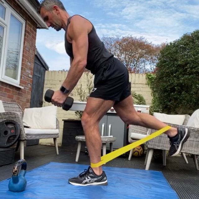 Banded Leg Raise With Dumbbell Lateral Arm Raises - Exercise How-to ...