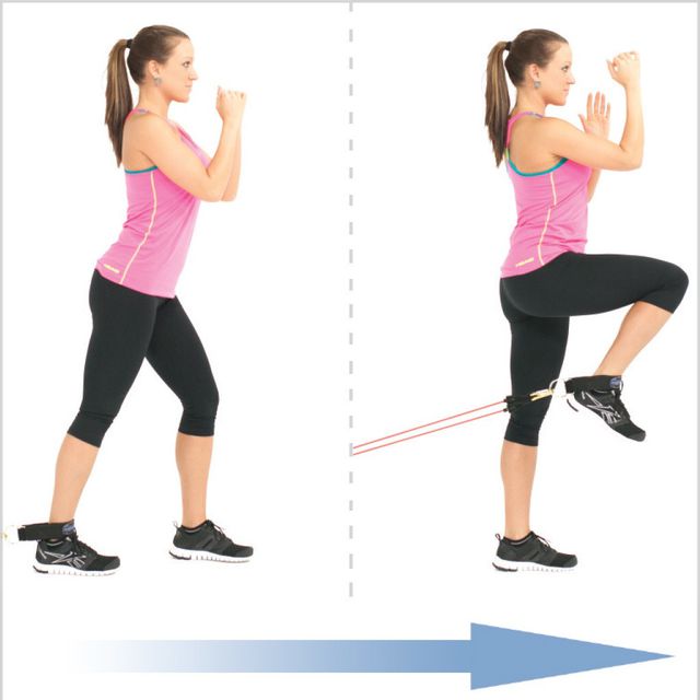 Standing Knee Raise With Tube Bands by Mz Coffee - Exercise How-to - Skimble