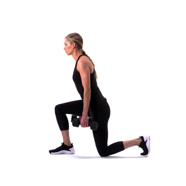 Dumbbell Pulse Lunge - Exercise How-to - Workout Trainer by Skimble