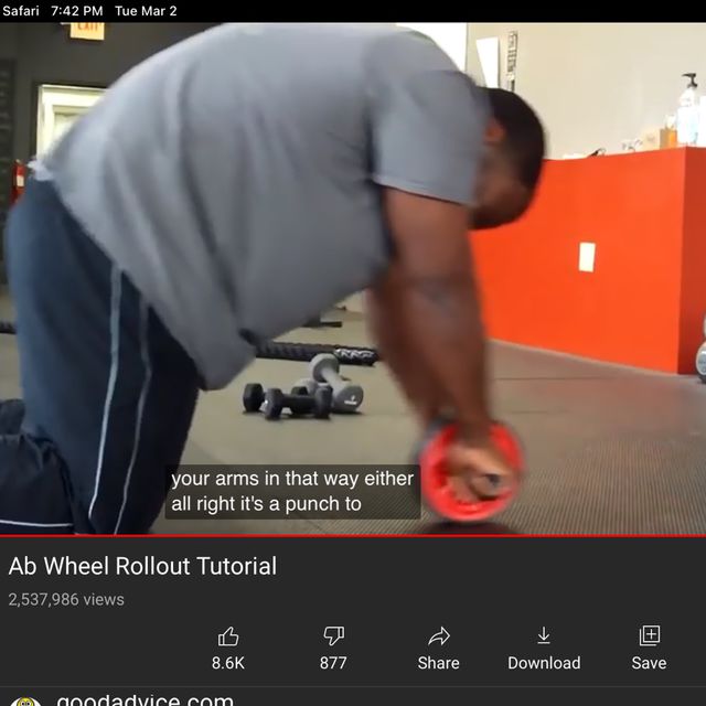 On Knees Hands On Ab Wheel Roll Ins And Outs by Melissa L. - Exercise ...