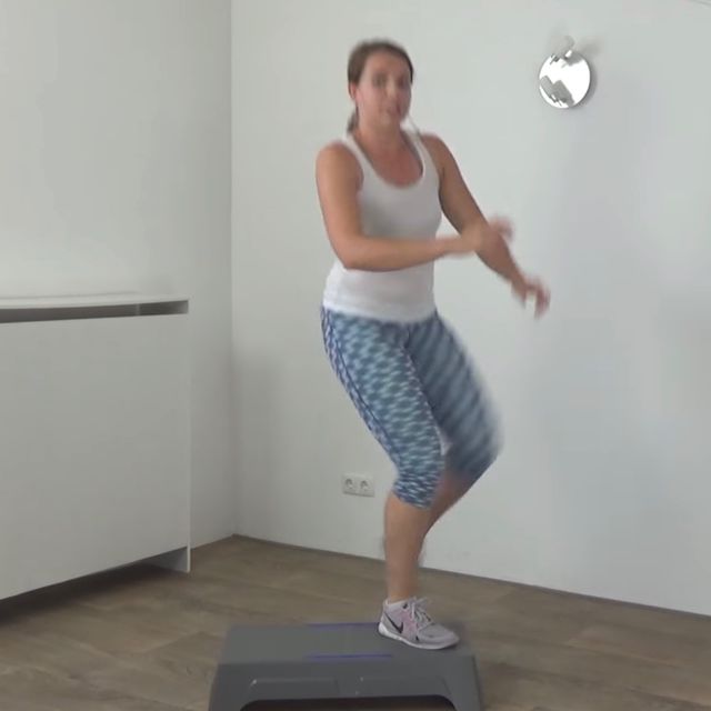 Step Up High Knees to Toe Touch - Exercise How-to - Workout Trainer by ...