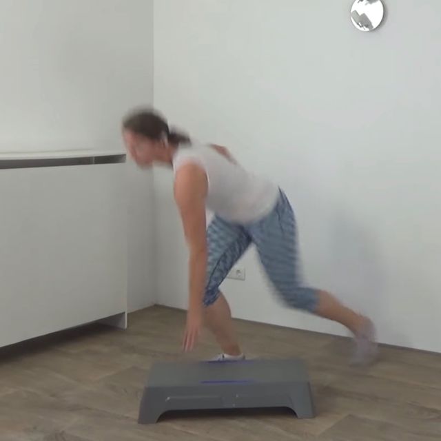 Step Up High Knees to Toe Touch - Exercise How-to - Workout Trainer by ...