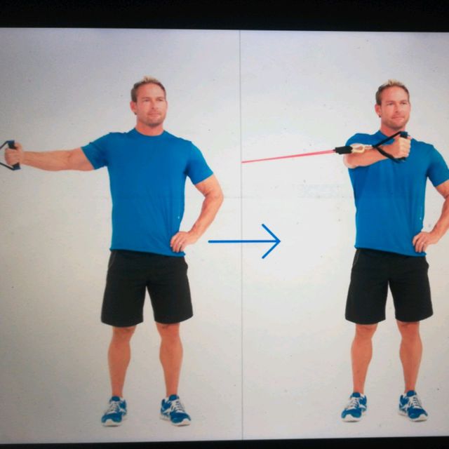 Standing Chest Fly (Bands) by Titanshores _ - Exercise How-to - Skimble