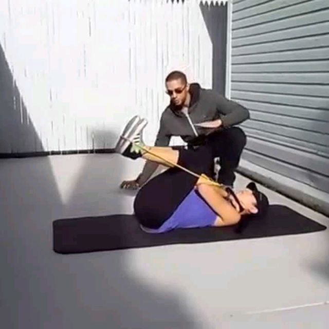 Leg Press Resistance band - Exercise How-to - Workout Trainer by Skimble