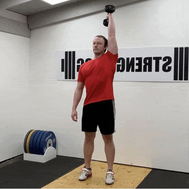 Dumbbell Standing Triceps Press (Left) - Exercise How-to - Skimble