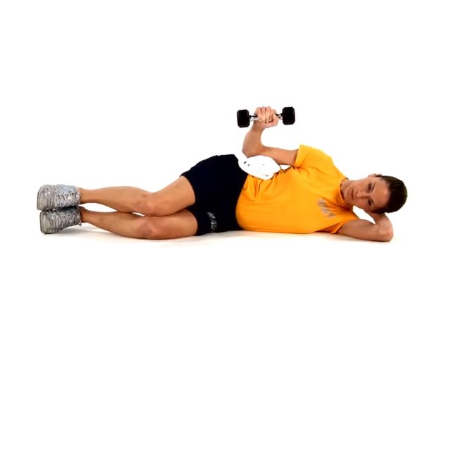 Side lying dumbbell shoulder external rotation (R) by Ömer K. - Exercise How-to - Skimble