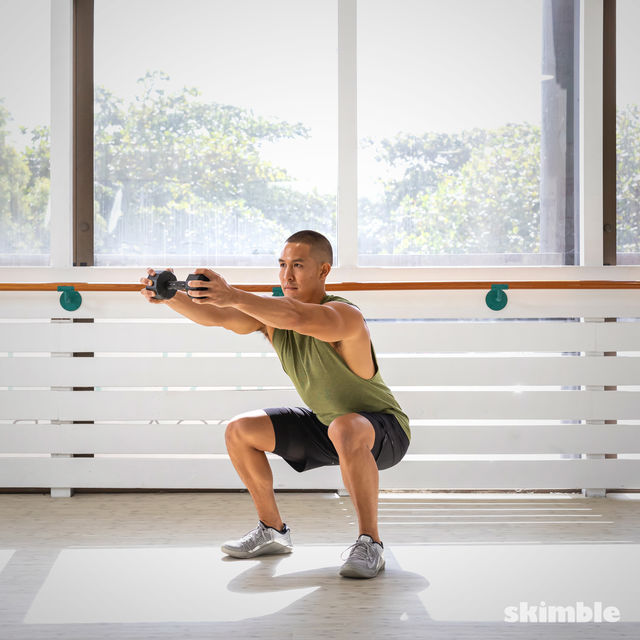 Squats with Dumbbell Raise - Exercise How-to - Skimble