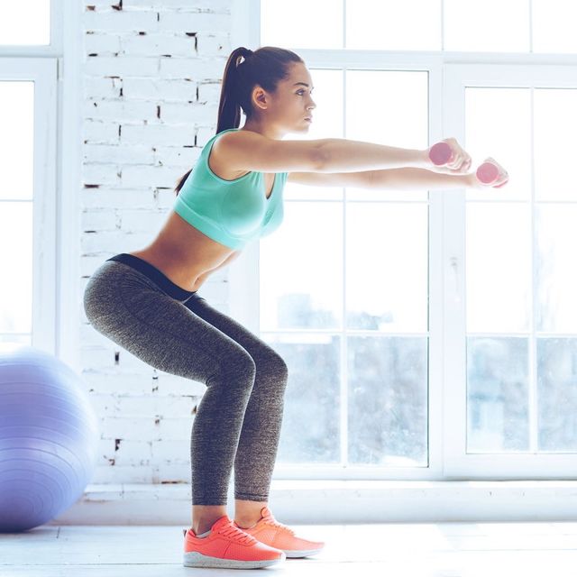 Squats With Forward Band Pull by Anne B. - Exercise How-to - Skimble