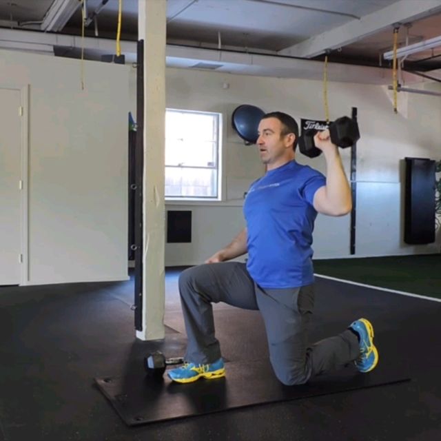 Half Kneeling Dumbbell Shoulder Press - Exercise How-to - Workout ...