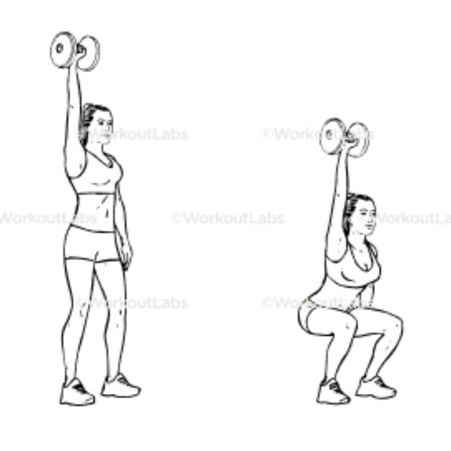 Single / One Arm Overhead Dumbbell Squats by Karen L. - Exercise How-to ...